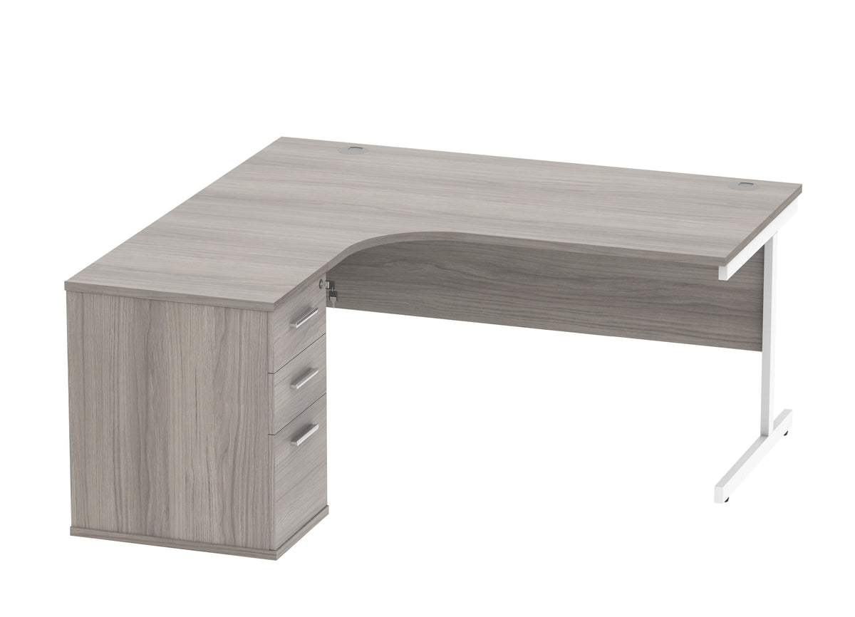 Single Upright Left Hand Corner Desk + Desk High Pedestal | 1600X1200 ...